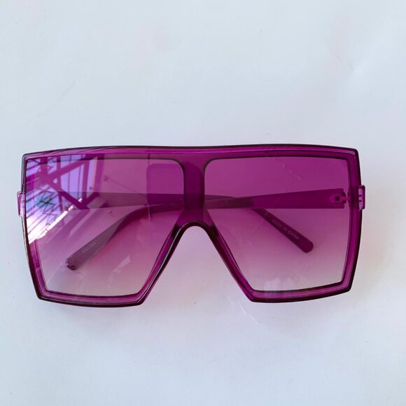 None | Accessories | Oversized Tinted Gradient Lens Flat Top Square ...
